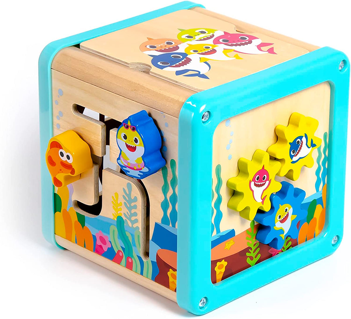 Baby Shark Wooden Activity Cube for Toddlers 1-3 | Bead Maze, Shape So ...